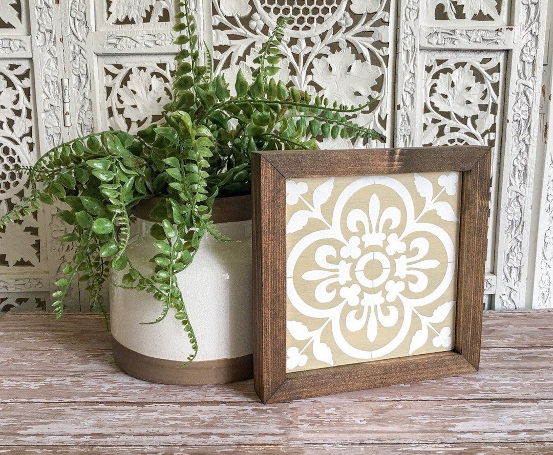 Annika Pattern Wood Sign Tile Pattern Sign Moroccan Tile Sign Tile ...