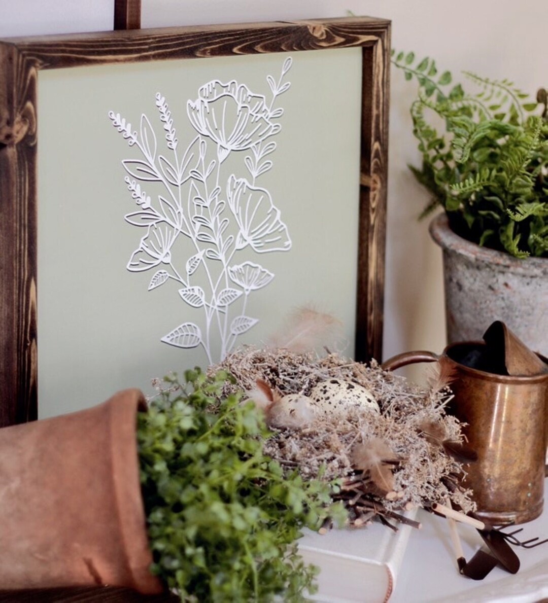 Wildflowers No.4 Wood Sign Botanical Art Botanical Outline Floral Wood ...