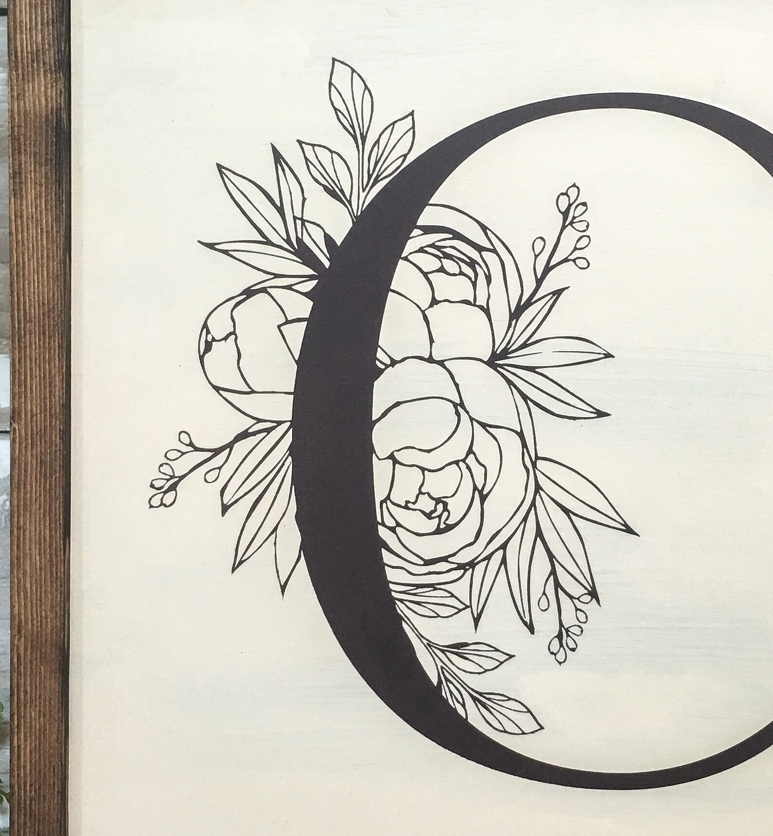 Botanical Monogram Wood Sign Farmhouse Monogram Floral | Etsy