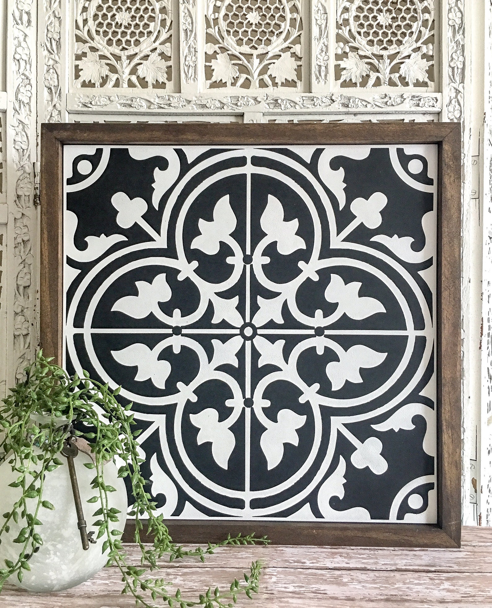 Ainsley Pattern Wood Sign Tile Pattern Sign Moroccan Tile - Etsy