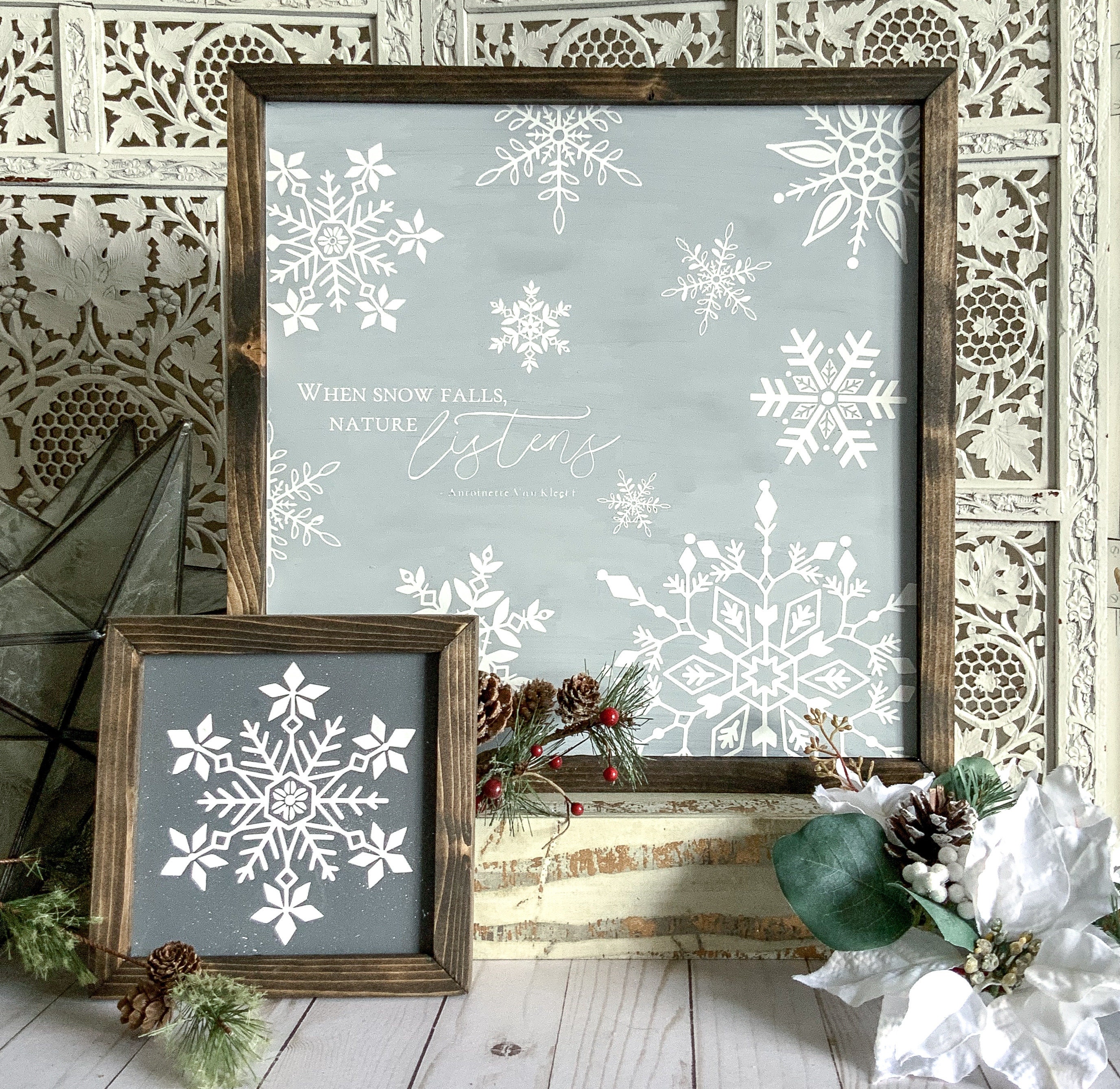 Icicle Snowflake Wood Sign Winter Farmhouse Sign Snowflake - Etsy