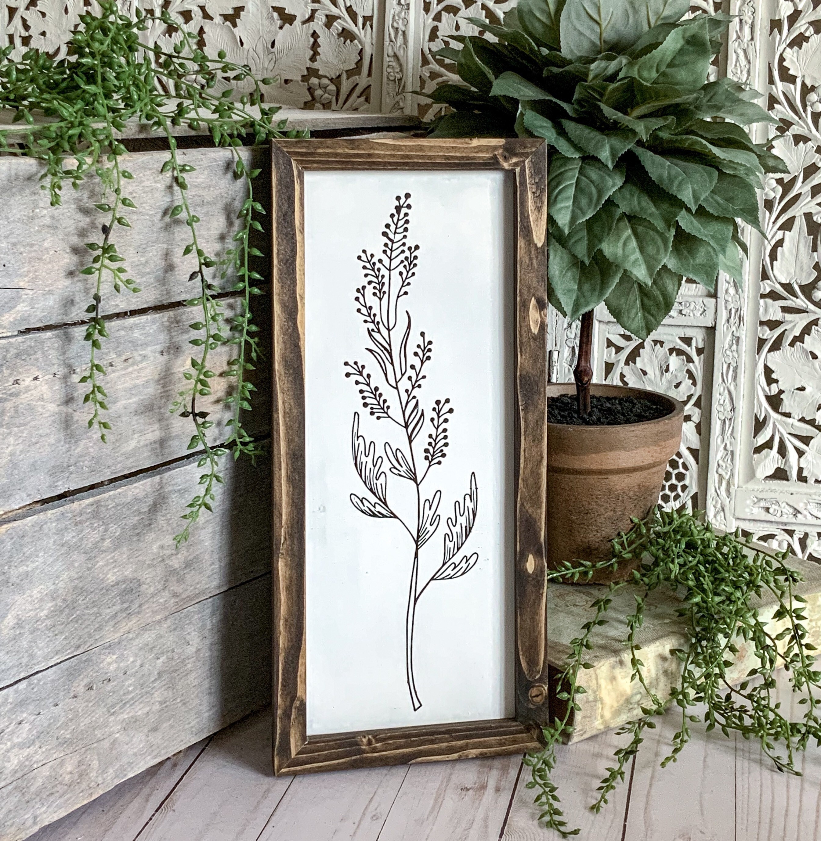 Wild Berry Leaf Stem Wood Sign Botanical Art Botanical | Etsy