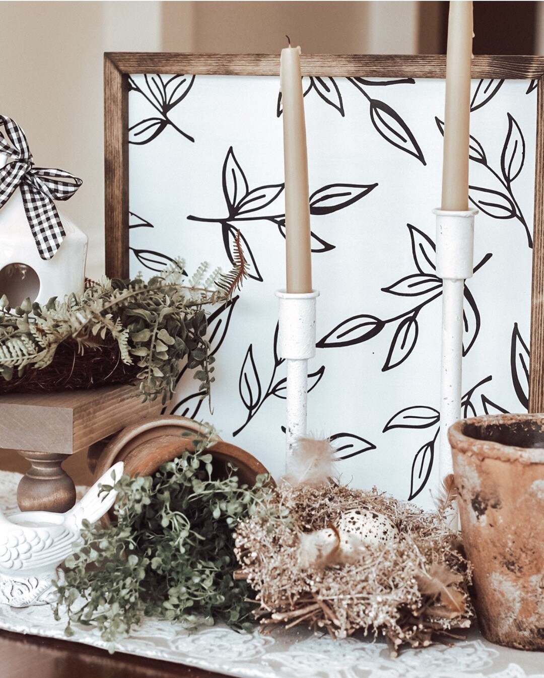 Sketched Greenery Wood Sign Botanical Art Botanical Outline Floral Wood ...