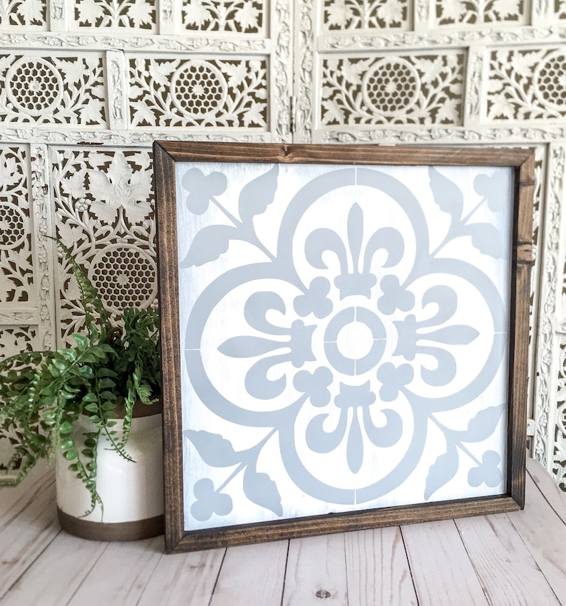 Annika Pattern Wood Sign Tile Pattern Sign Moroccan Tile - Etsy
