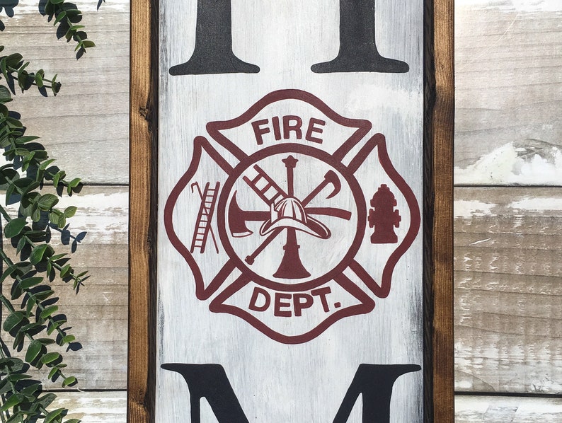 Firefighter home Wood Sign BLACK Firefighter - Etsy