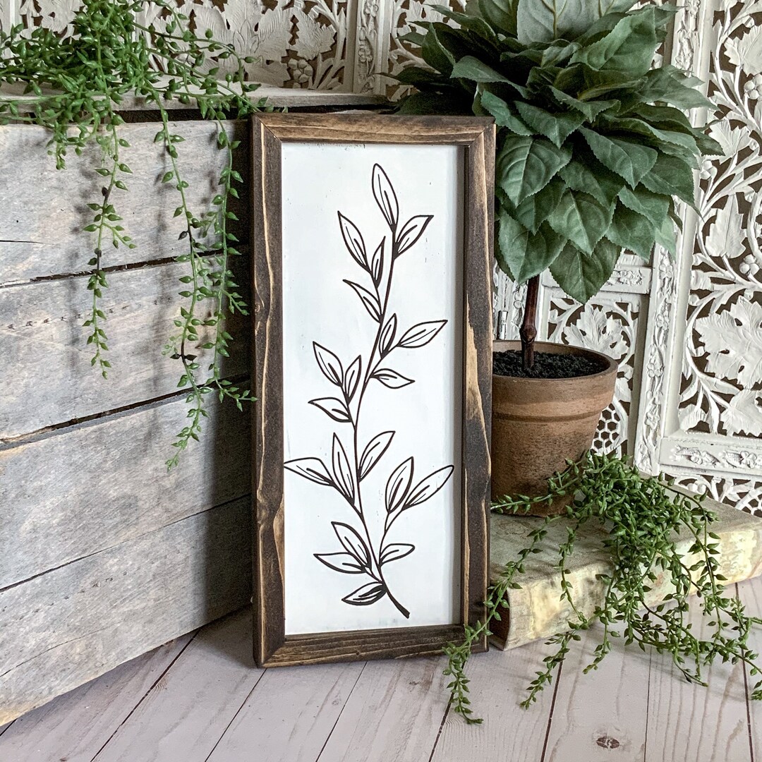 Vine Stem Wood Sign | Botanical Art | Botanical Outline | Floral Wood ...