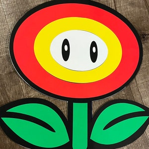 15 Inches Fire Flowers Character Backdrop, Mario Theme Party, Mario ...