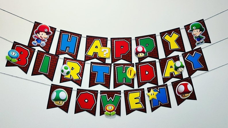 3D Mario Inspired Happy Birthday Banner Age Banner One - Etsy