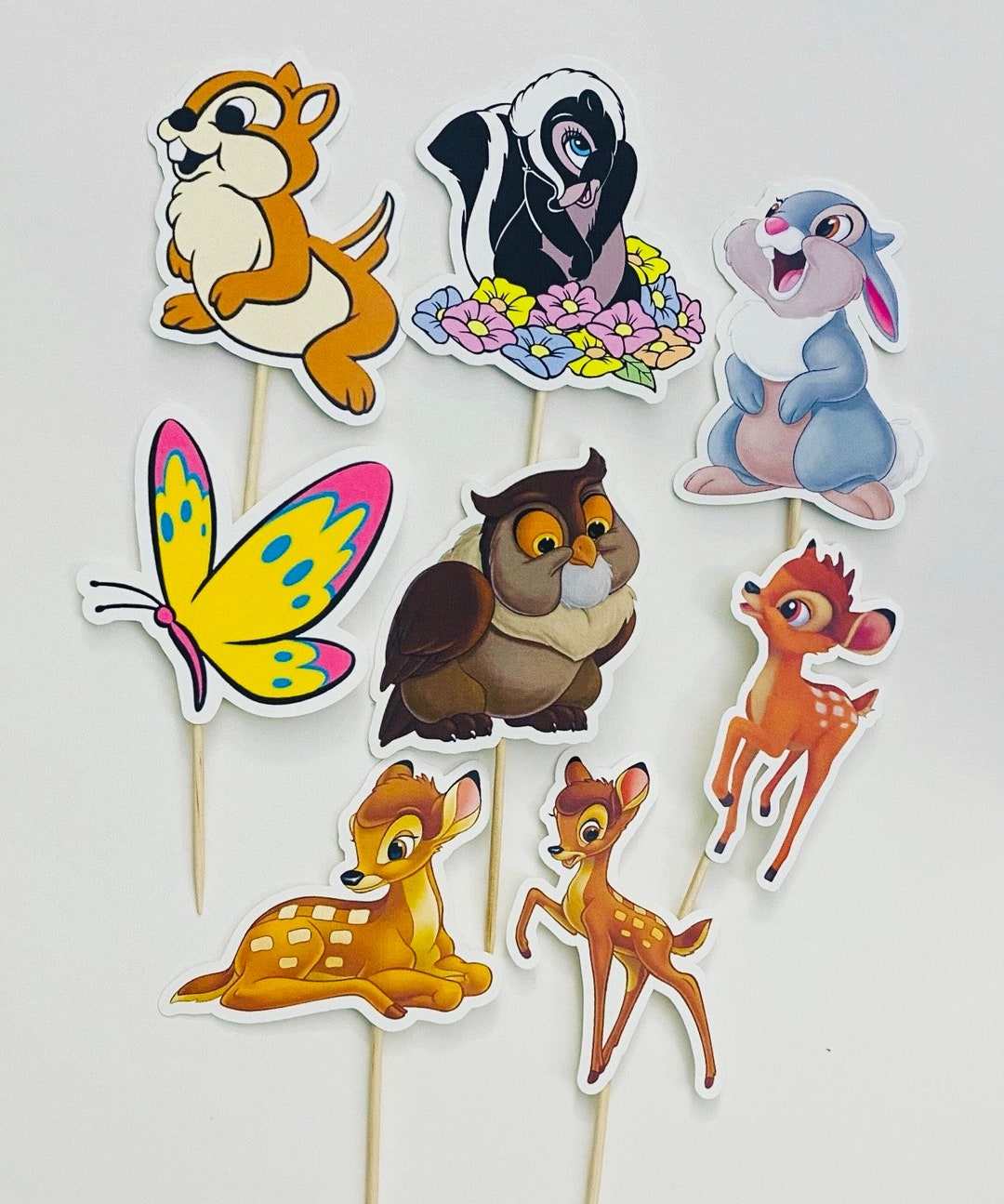 Bambi Cupcake Toppers, Rabbit, Squirrel, Deer Cupcake Toppers, Woodland ...