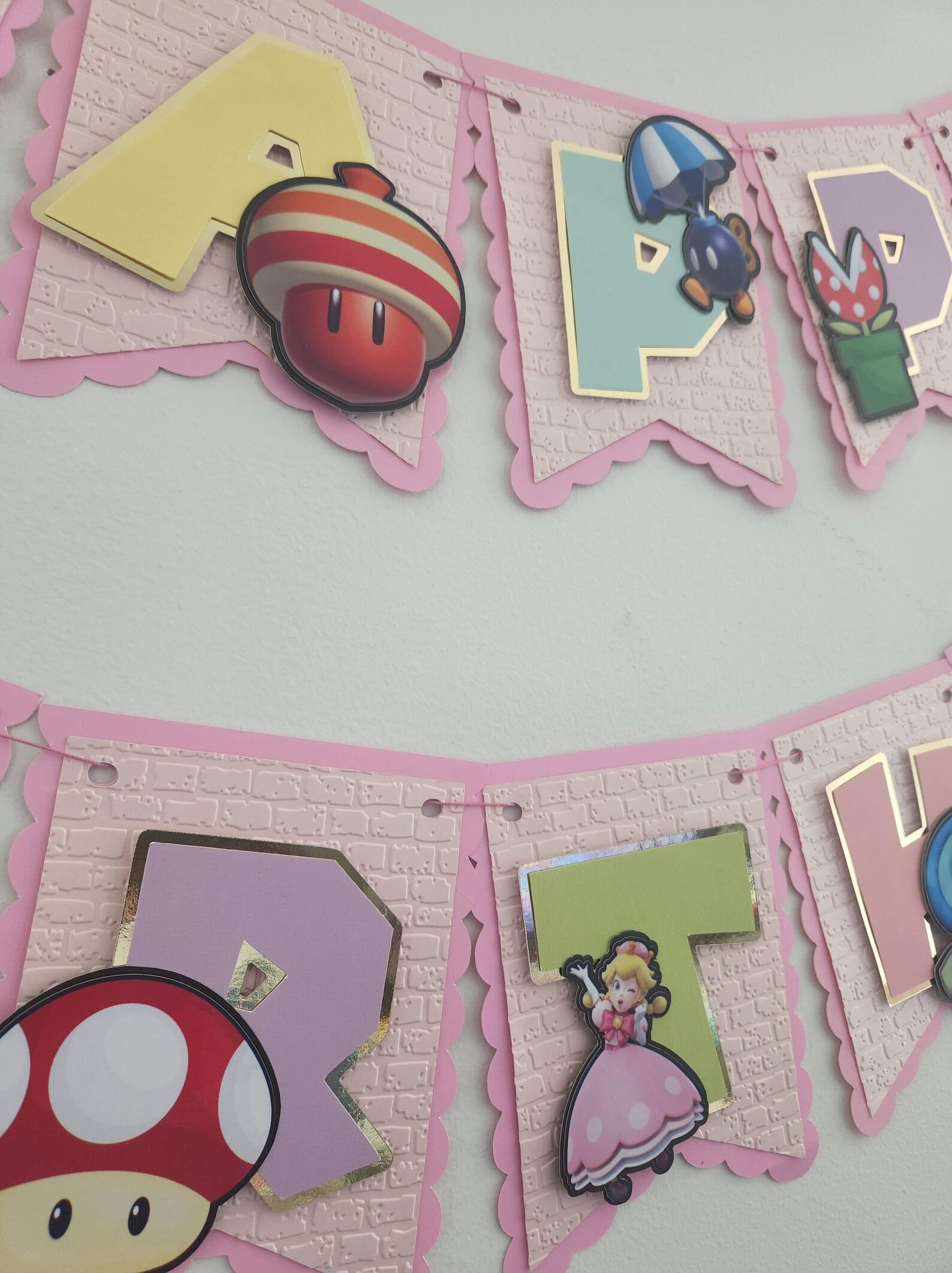 Princess Peach Birthday Banner Pink Banner Princess Banner - Etsy