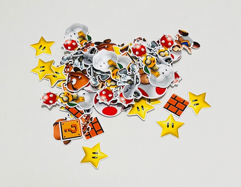 Mario Bros Confetti, Star and Mushroom Party Decor - Etsy