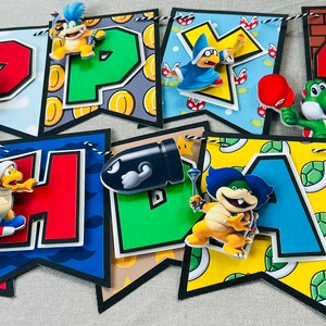 3D Mario Inspired Happy Birthday Banner, Age Banner, One Banner, Mario ...