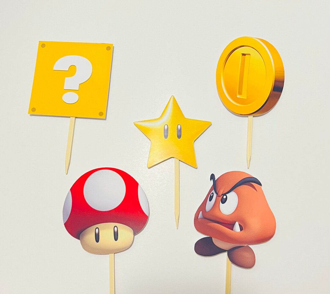 Mario Cupcake Toppers, Mario Coins Toppers, Star Cupcake Toppers ...