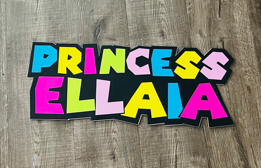 Princess Peach Colour Name Sign, Name Sign Wall Backdrop, Party Name ...