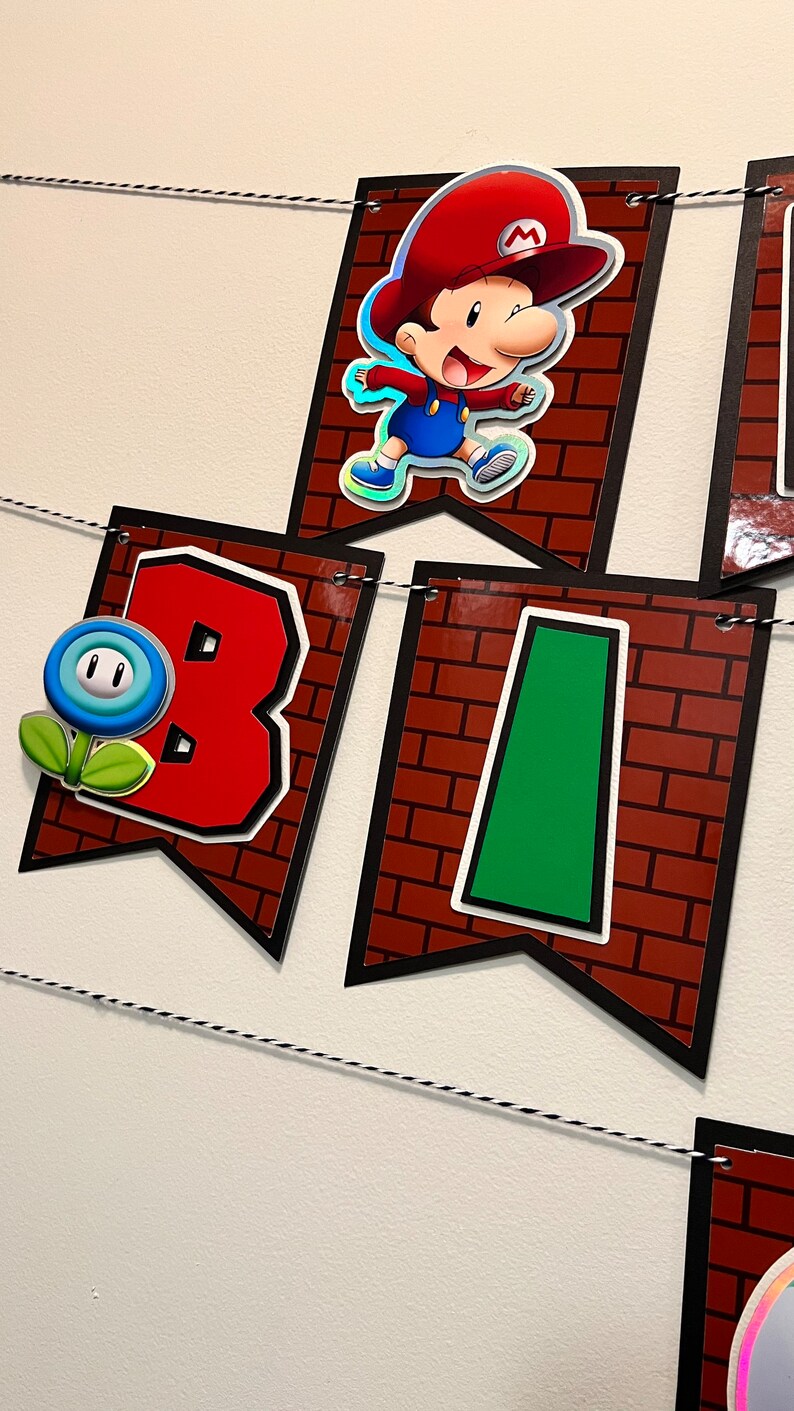 3D Mario Inspired Happy Birthday Banner Age Banner One - Etsy