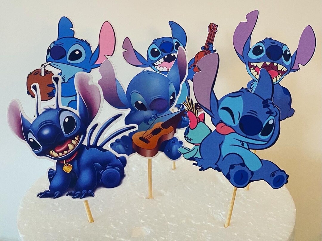 Set of Stitch Cupcake Toppers, Stitch Party Theme Toppers - Etsy
