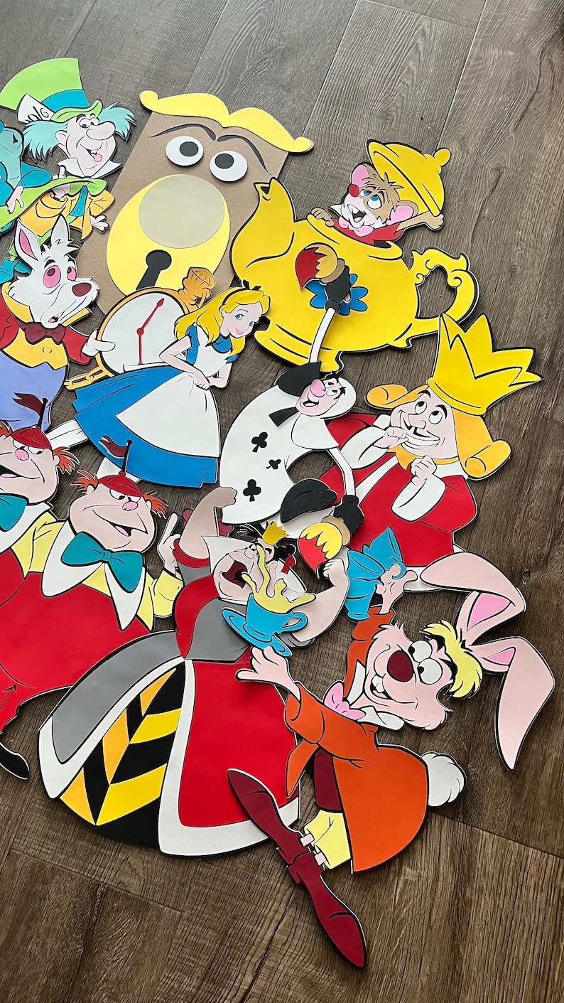 12 Inches Character Cutouts, Birthday Centerpiece Cutouts, Wonderland ...