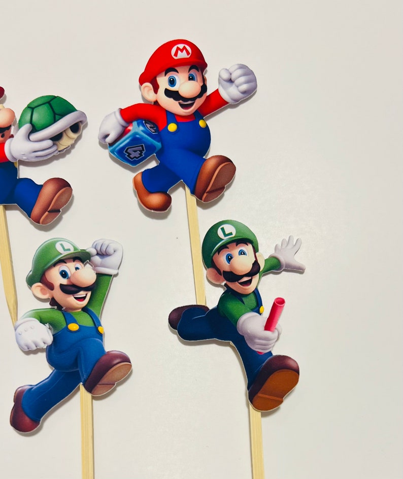 Mario Cupcake Toppers Mario Coins Toppers Star Cupcake - Etsy