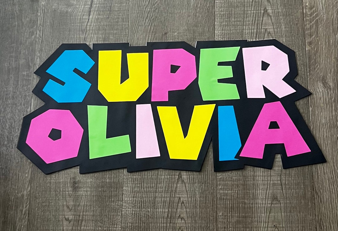 Princess Peach Colour Name Sign Name Sign Wall Backdrop - Etsy