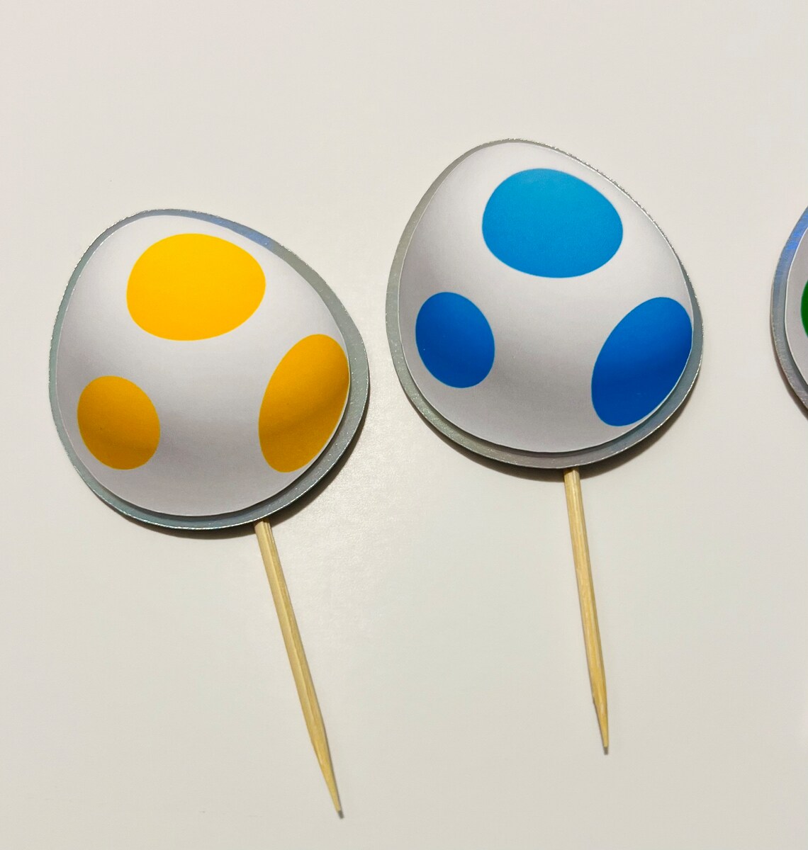 3D Holographic Eggs Cupcake Toppers, 3D Yoshi Eggs - Etsy