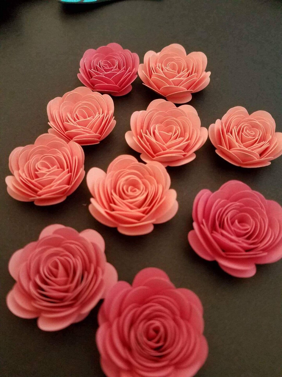 Set of 12 Shades of Pink Small Paper Flowers, Quilled Flowers, Origami ...