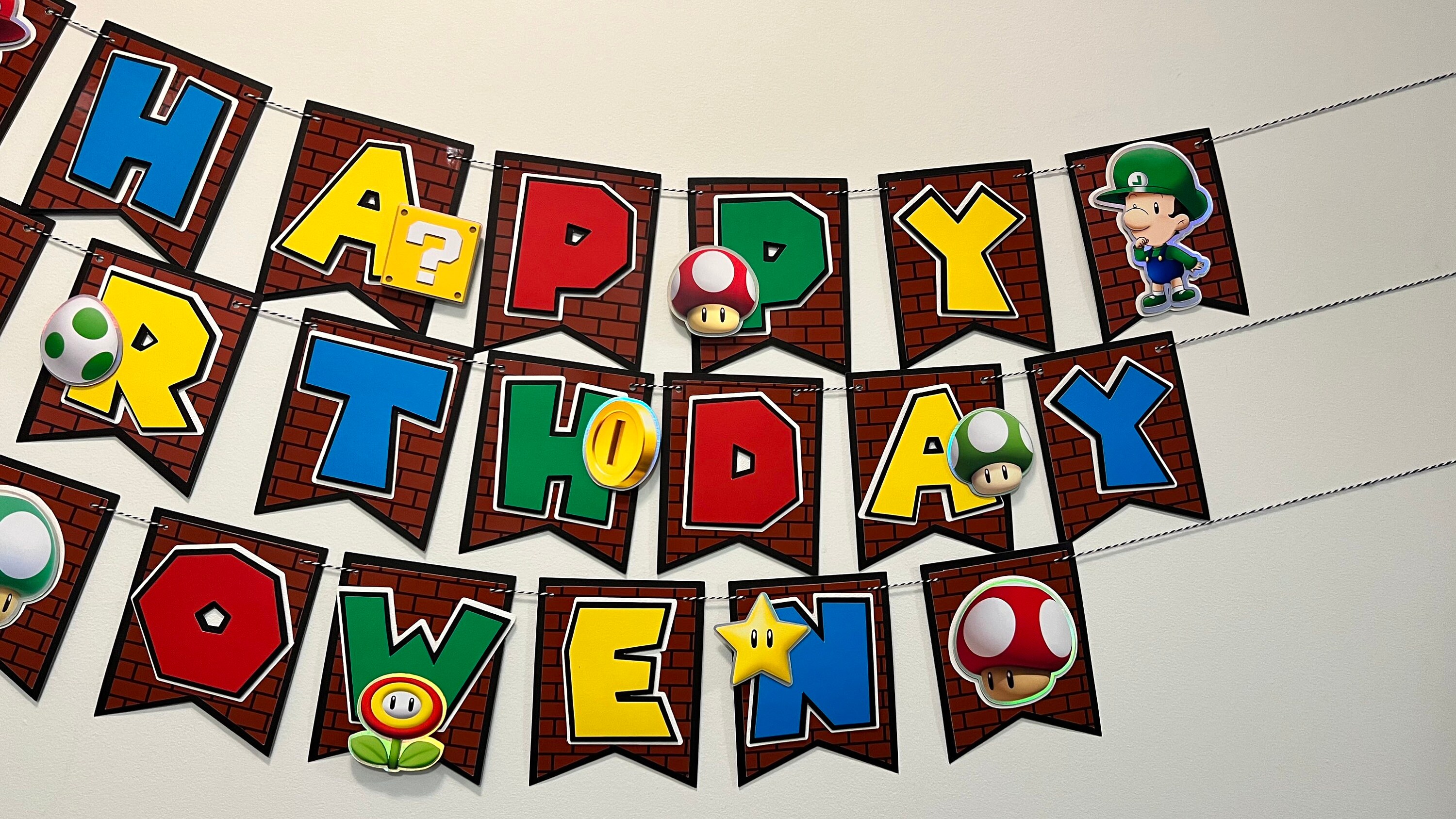 3D Mario Inspired Happy Birthday Banner Age Banner One - Etsy