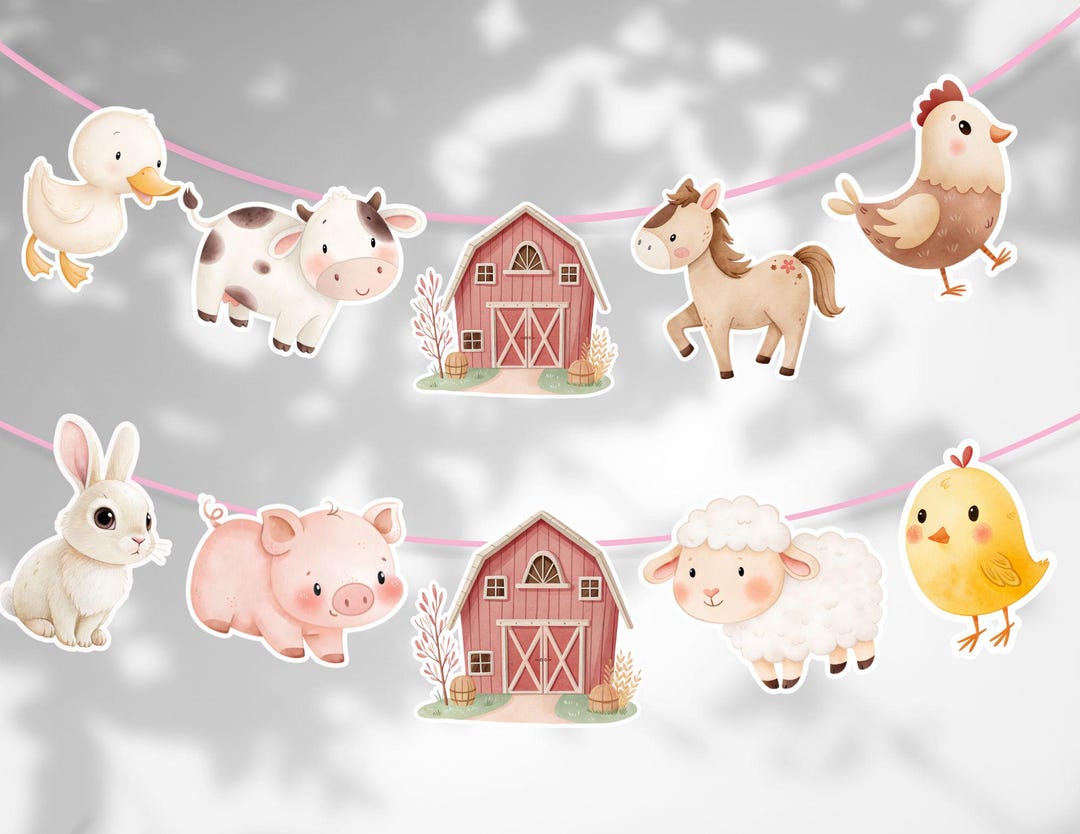 Farm Animal Bunting, Farm Party Theme Decoration, Farm Animal Banner ...