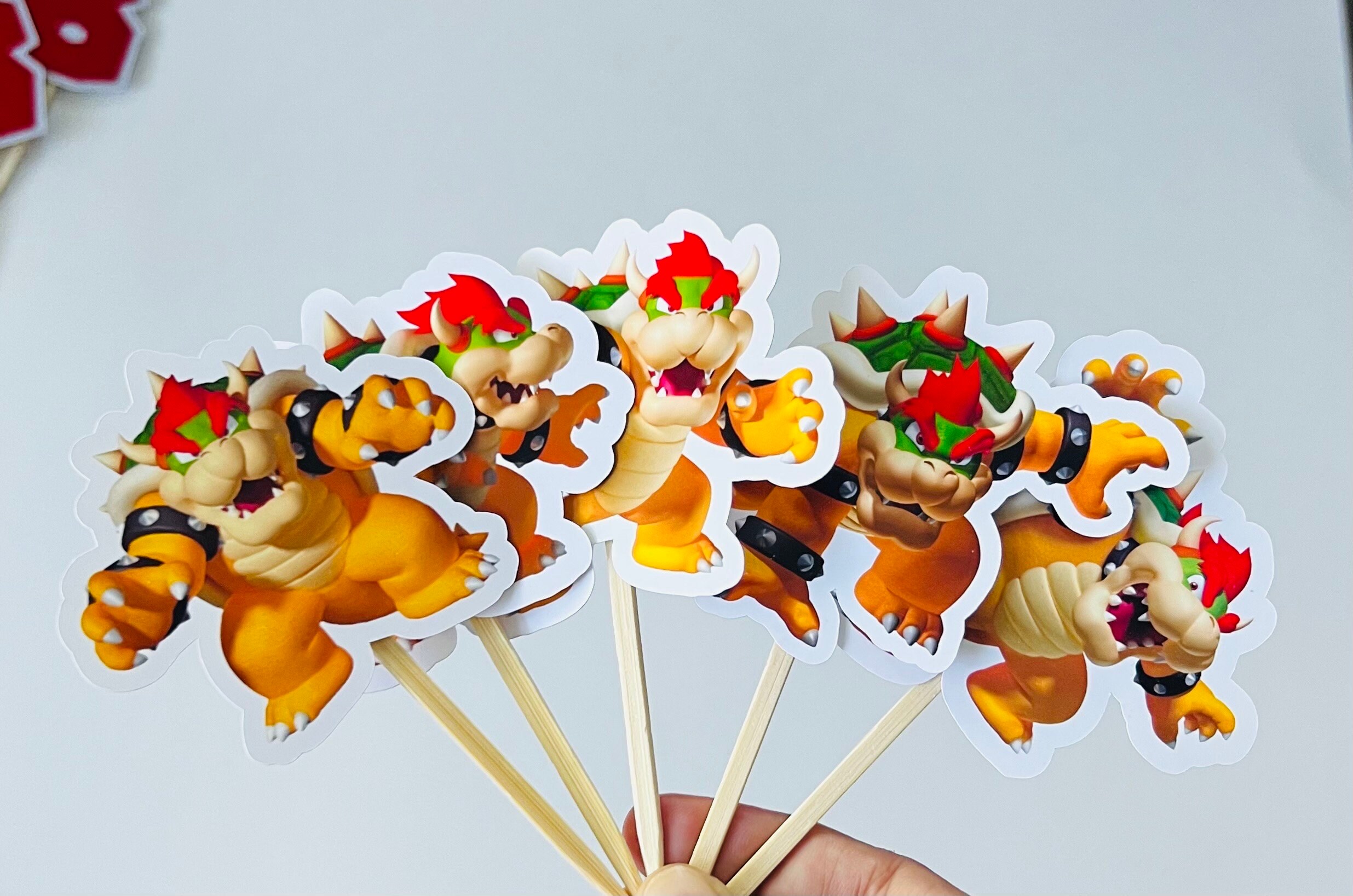 Bowser Inspired Cupcake Toppers, Bowser Party Theme, Bowser Food Pick ...