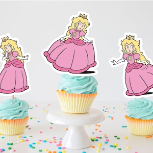 Princess Peach Cupcake Toppers, Mario Brothers Toppers - Etsy