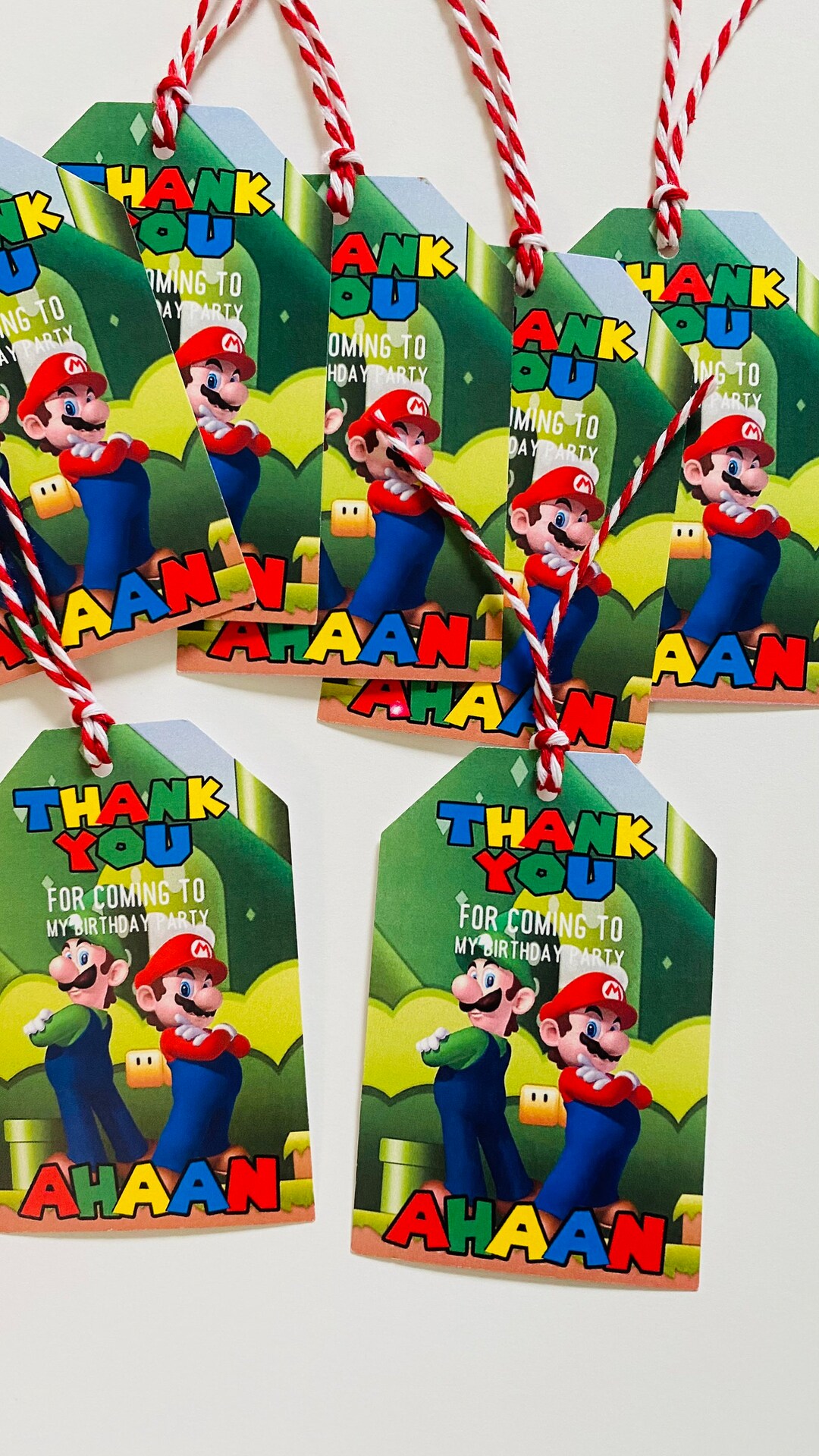 Customize Mario Inspired Thank You Tags, Name Tags, Game Theme Gift ...