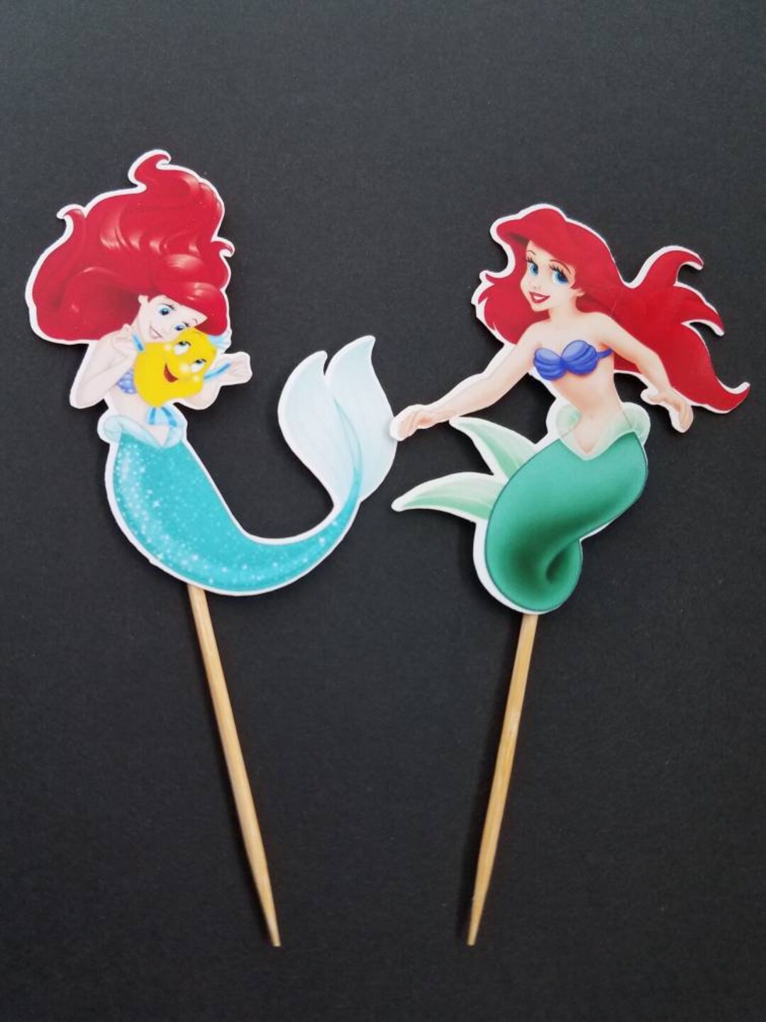 Set of 24 Little Mermaid Cupcake Toppers, Ariel Mermaid Toppers, Under ...