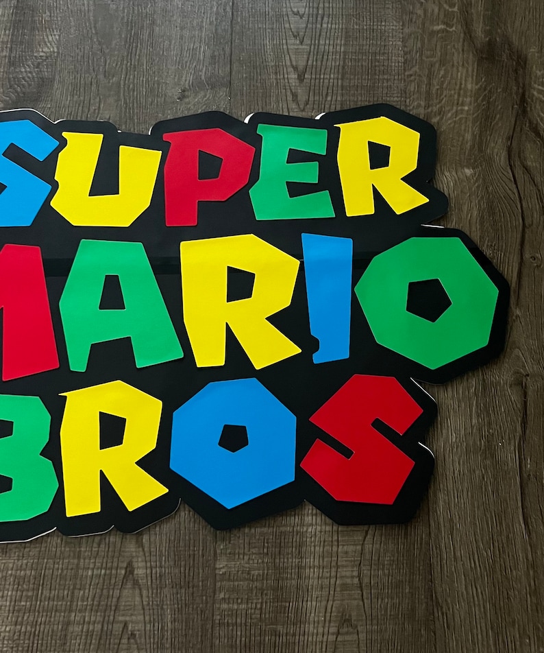 28" Super Mario Name Sign, Custom Backdrop, Handmade Posterboard - Etsy