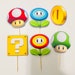 3D Mario Cupcake Toppers, Mario Coins Toppers, Star Cupcake Toppers ...
