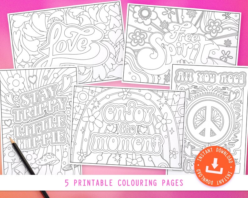 Retro Inspired Quote Colouring Pages Printable Coloring - Etsy