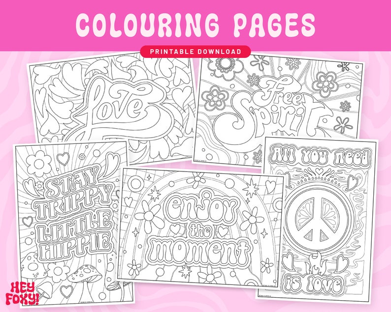 Retro Inspired Quote Colouring Pages Printable Coloring - Etsy Australia