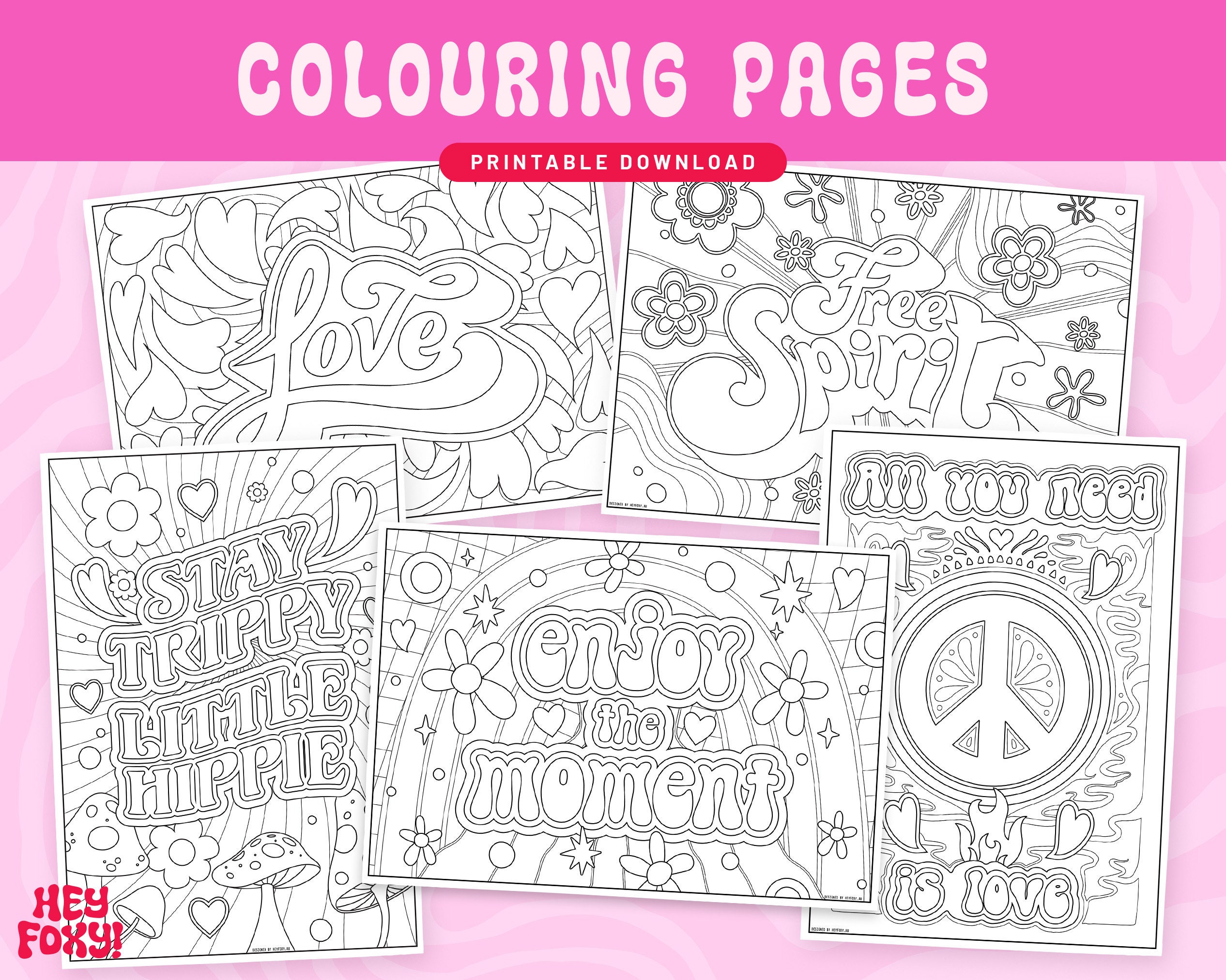 Retro Inspired Quote Colouring Pages Printable Coloring Sheets for ...