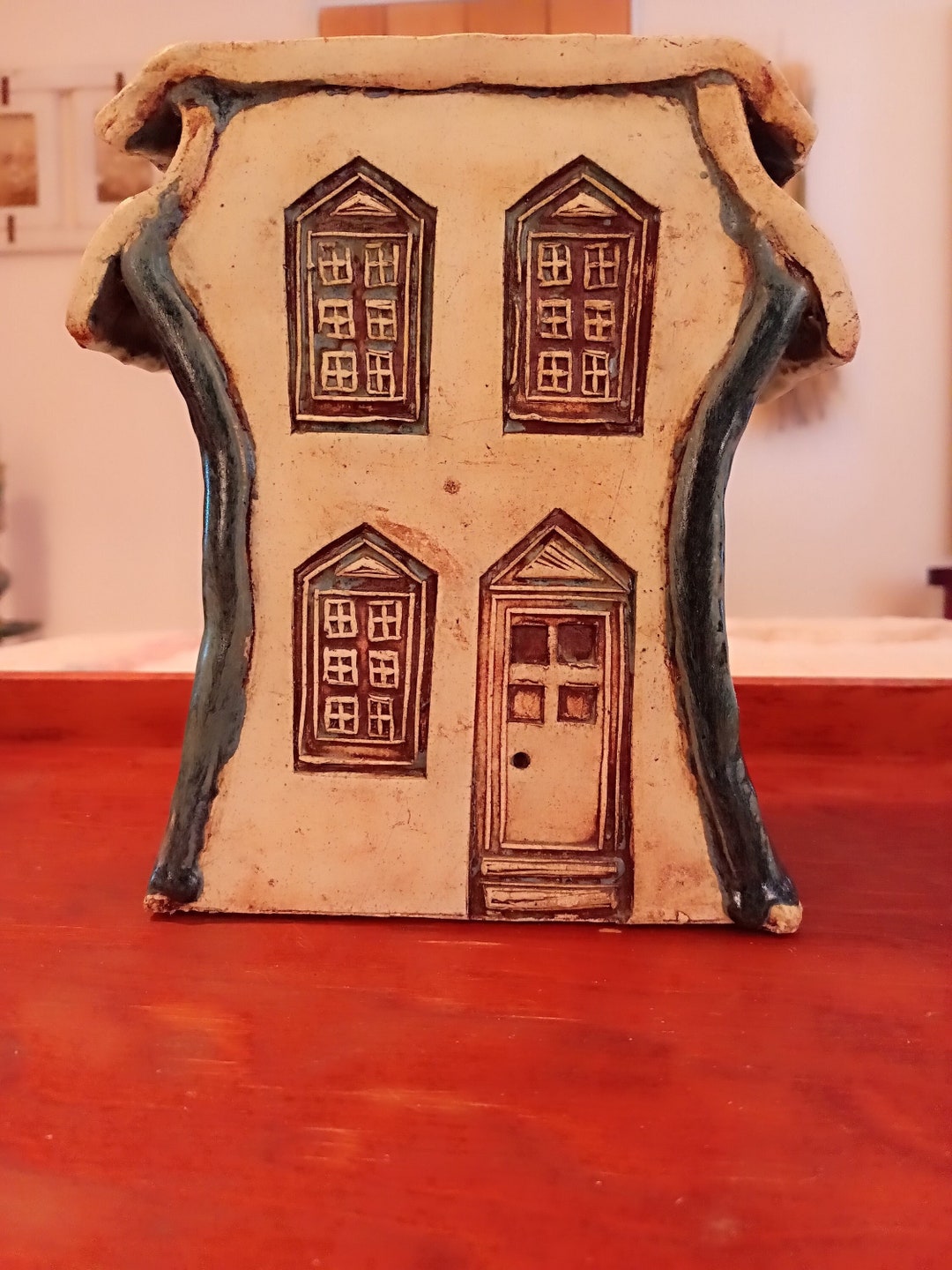 Blue Glazed Ceramic House - Etsy