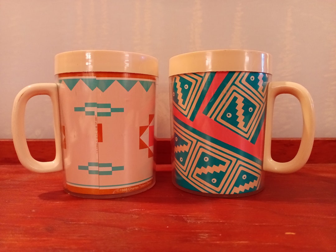 1980s Retro Plastic Cups Set of Two (design by Charles Totaro) - Etsy