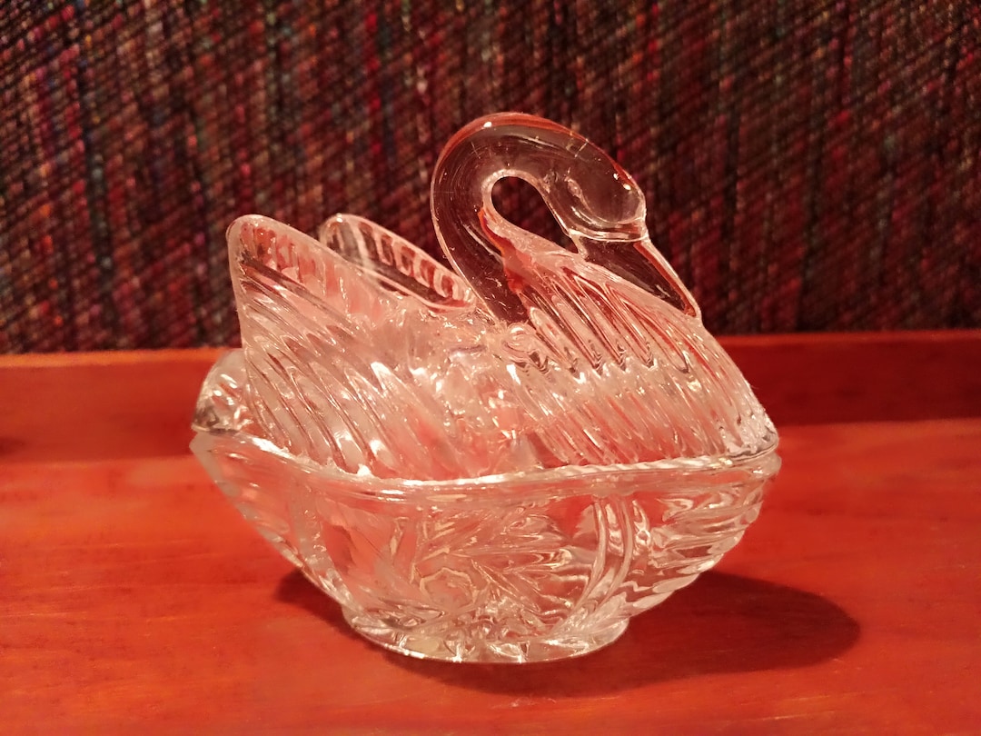 Enesco Crystal Swan Trinket Box - Etsy