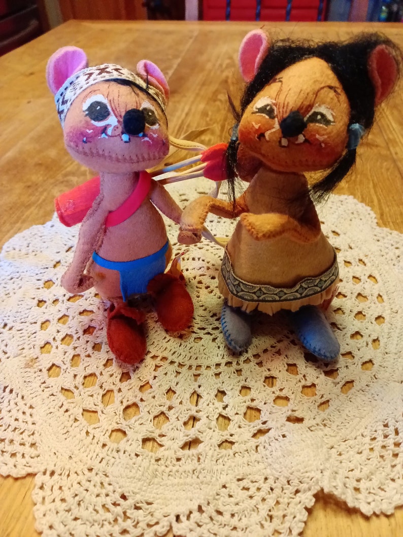 Lot of 2 Annalee Mobilitee Dolls, Inc Native American Mice - Etsy