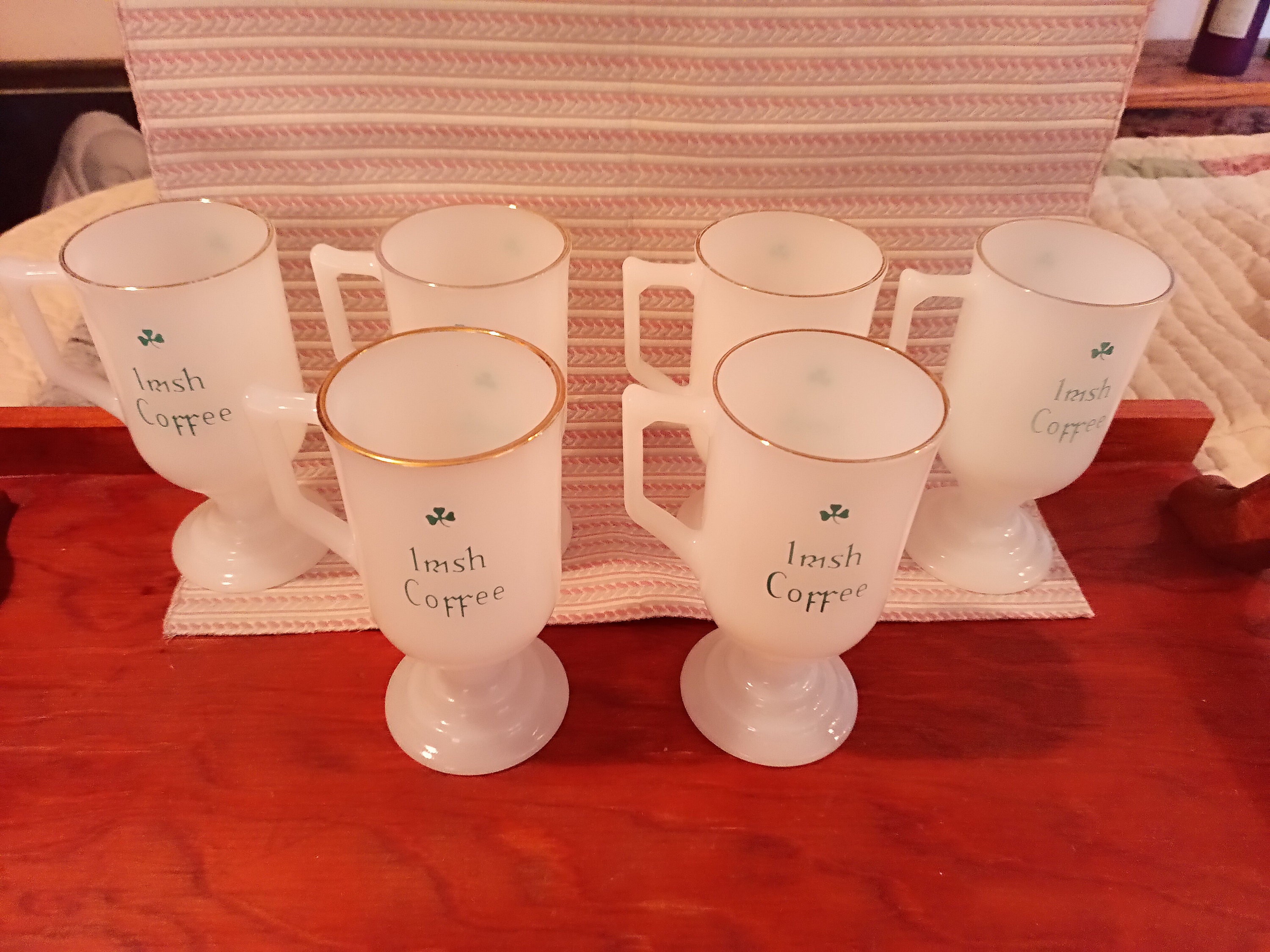 Vintage Irish Coffee Milk Glass Cup Set of 6 - Etsy
