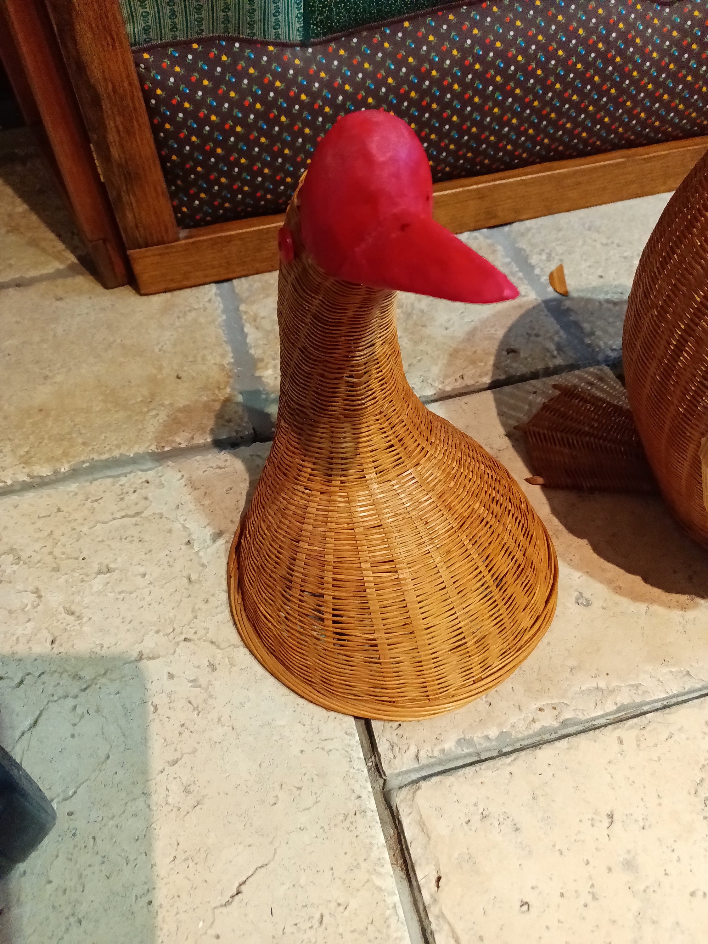 Midcentury Woven Wicker Goose Basket - Etsy