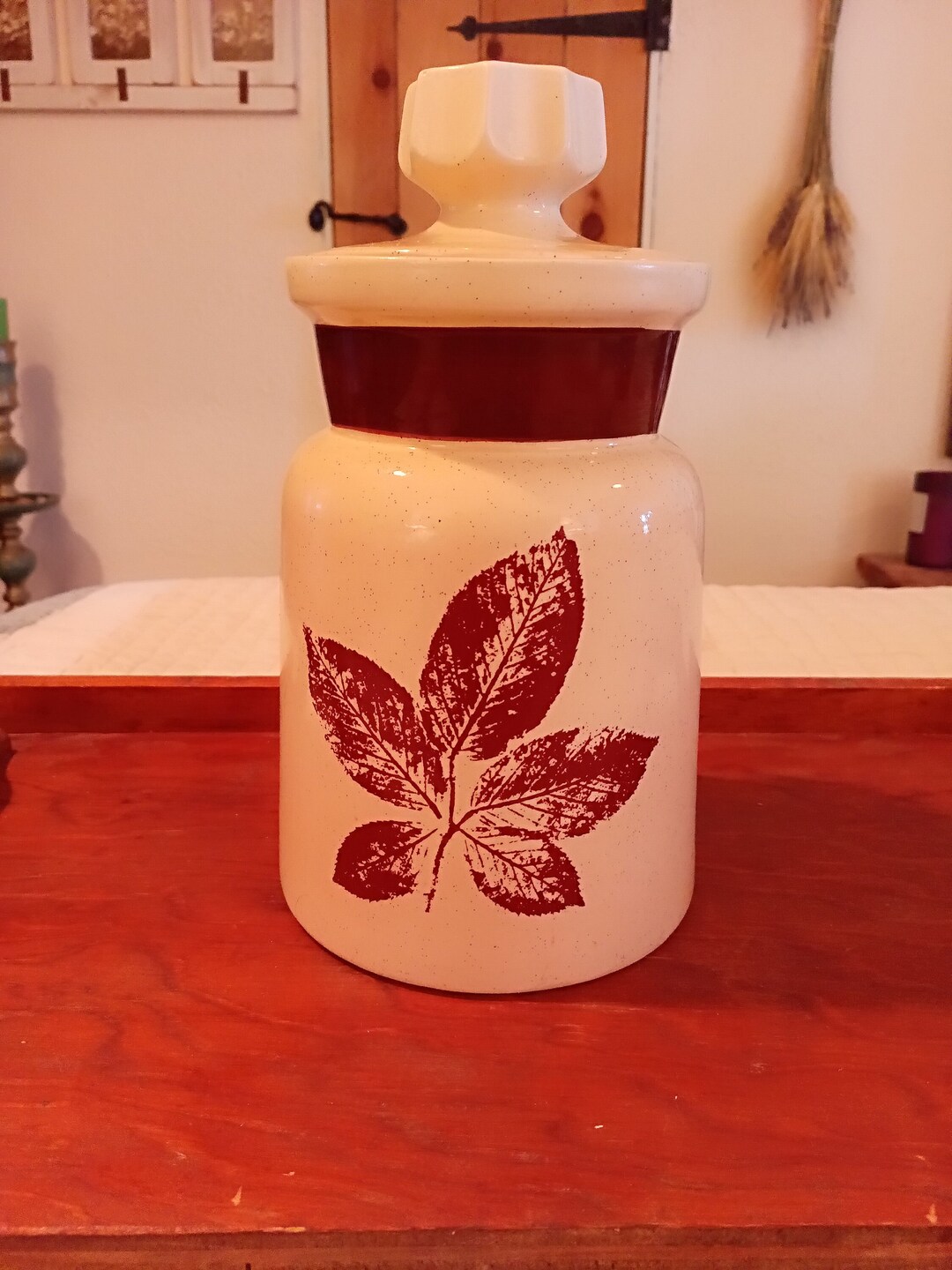 Vintage Large Leaf Jar - Etsy