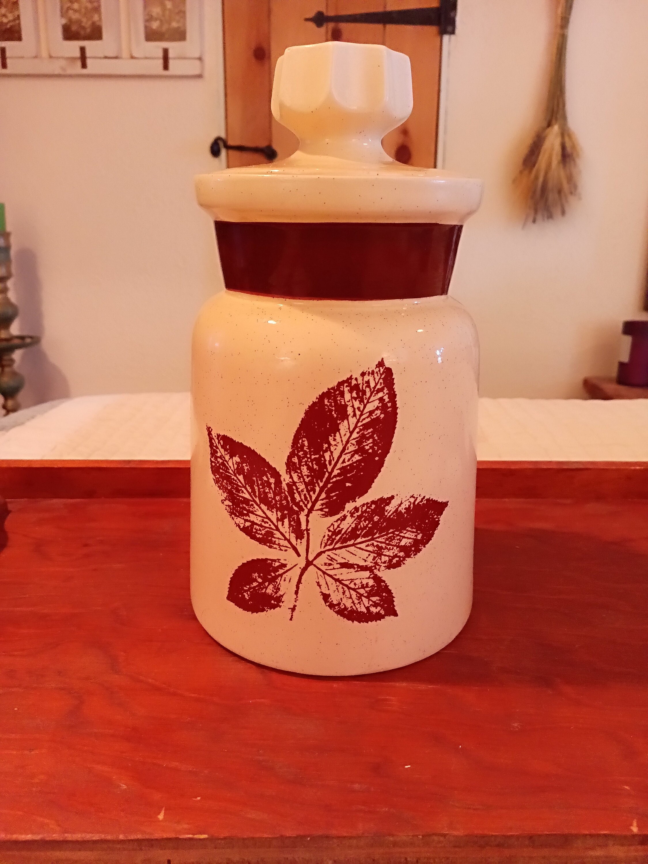 Vintage Large Leaf Jar - Etsy
