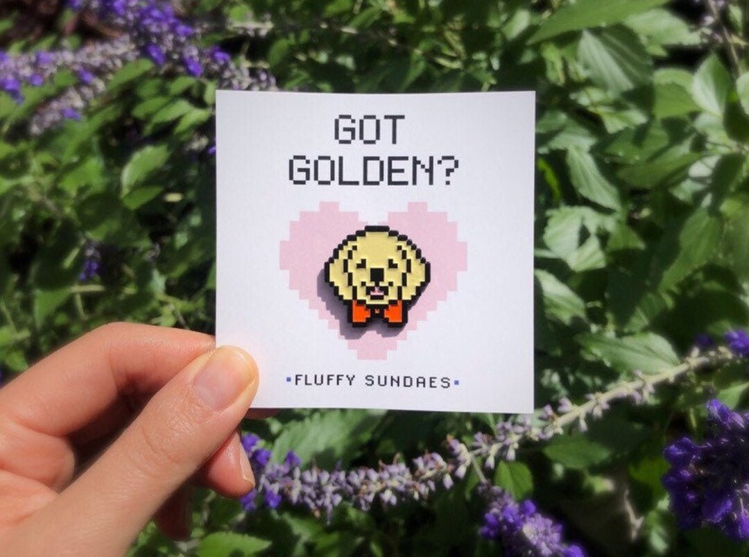 Golden Retriever 8 Bit Pixel Enamel Pin - Gift for Golden Retriever ...
