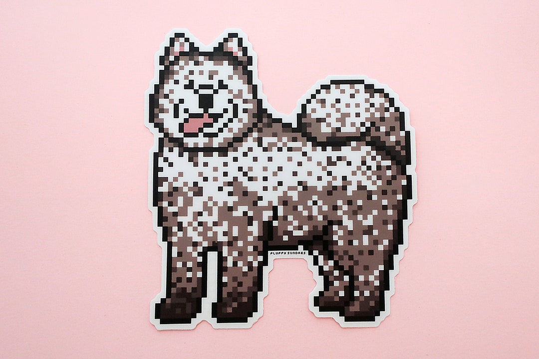 Dirty Samoyed 8 Bit Pixel Themed Sticker - Great Gift for Samoyed ...