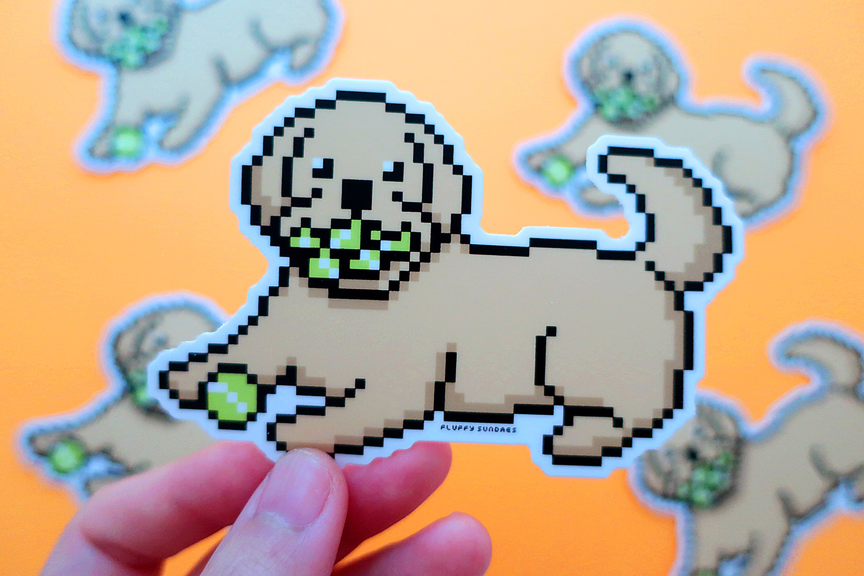 Golden Retriever With Tennis Ball 8 Bit Pixel Themed Sticker - Etsy