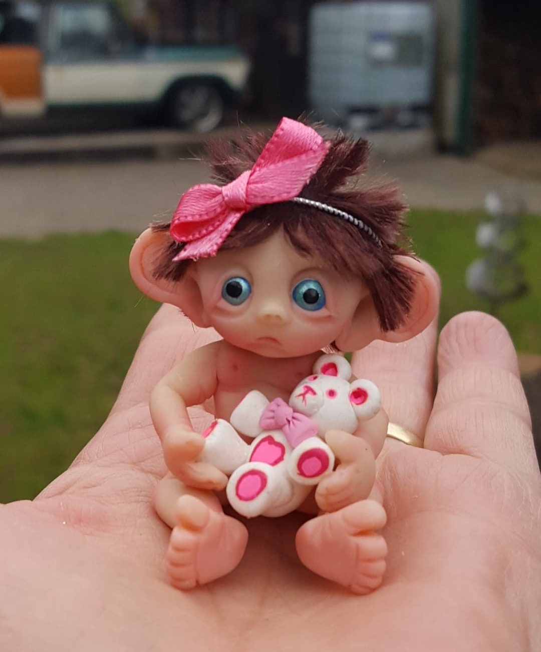 Troll Baby Miniature With Teddy, Made to Order, Fantasy Baby - Etsy