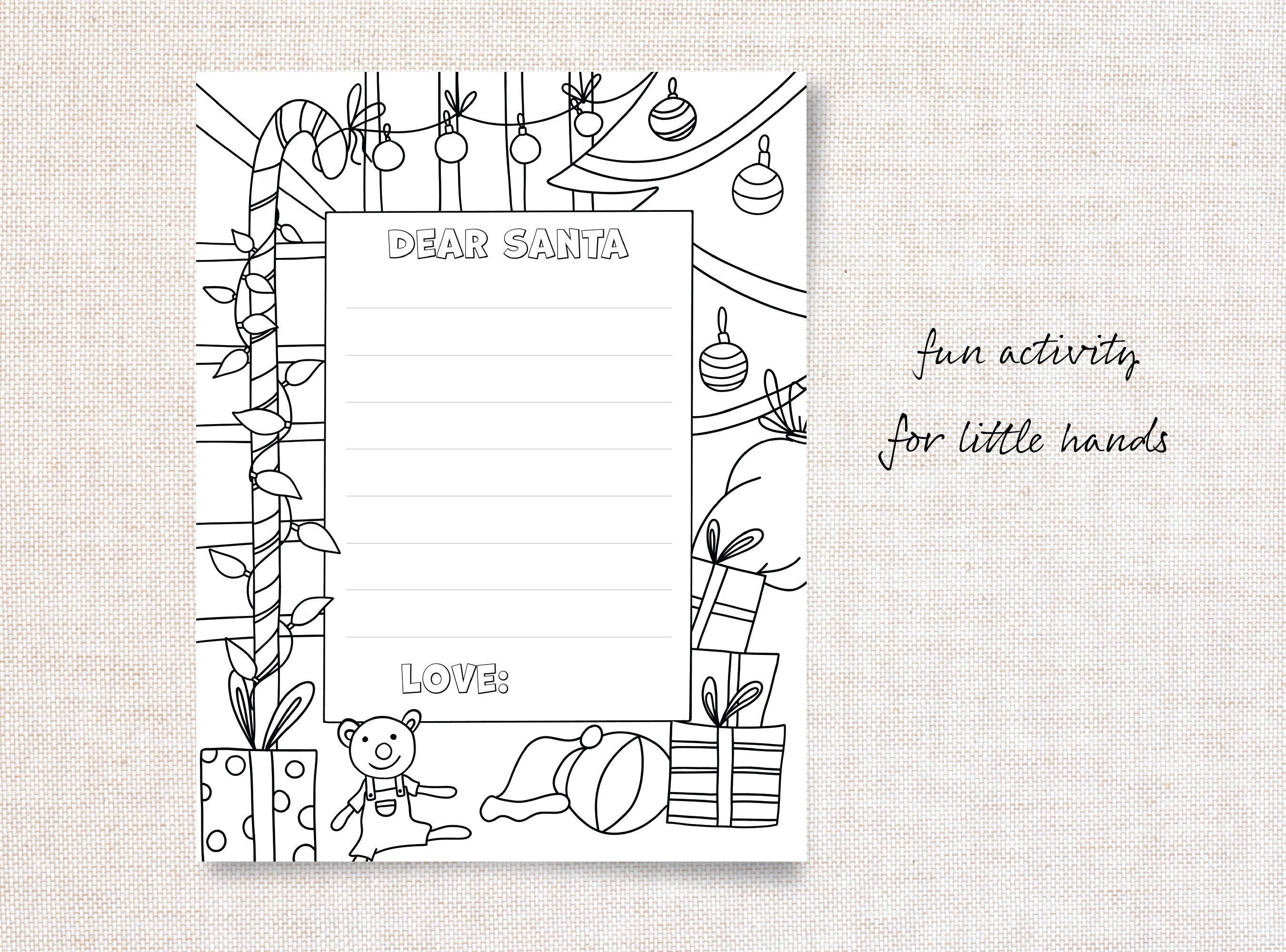 Instant Download Santa Letter Coloring Sheet, Printable Activity for ...