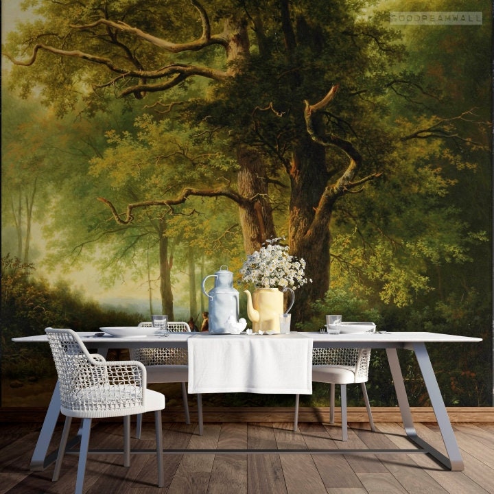 Classical Mural of a Big Old Tree by the Forest Road - Etsy